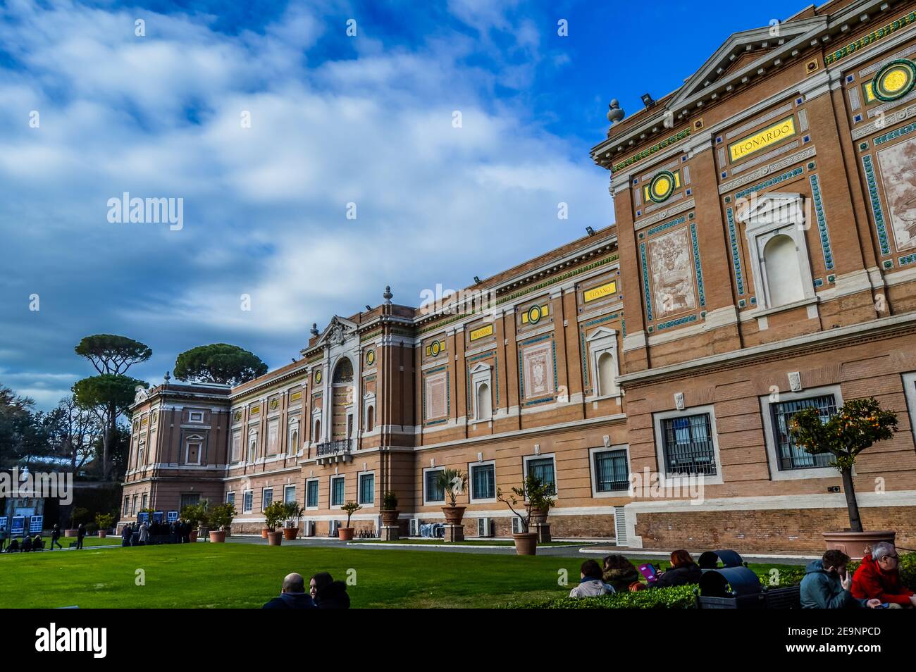 Outside pause area and garden of Vatican city museums in Italy Europe ...