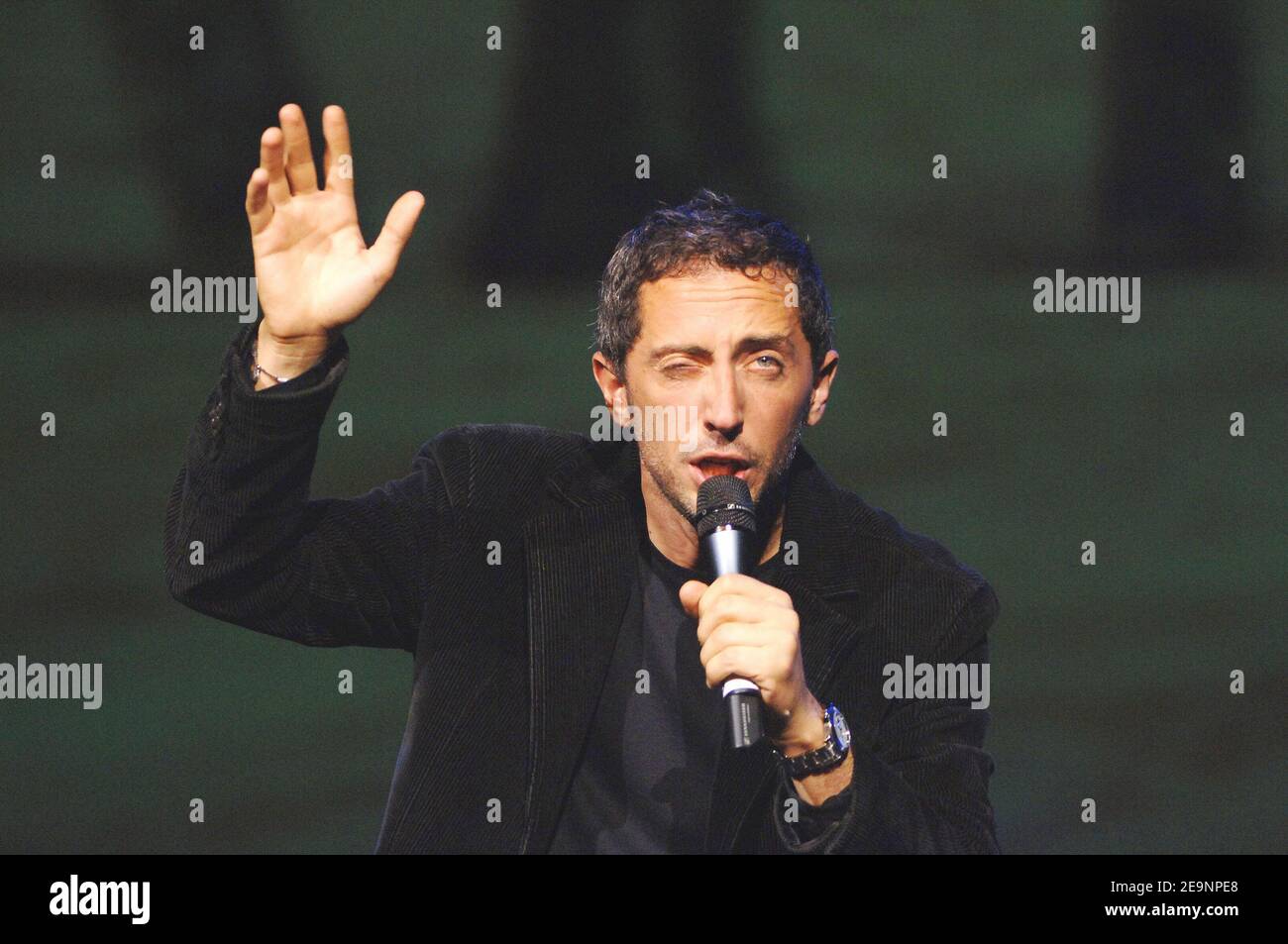 Actor Gad Elmaleh sings during the 'Faire Face', musical show to fight ...