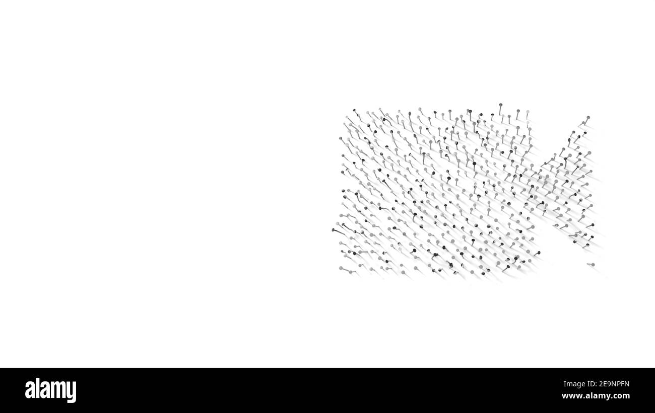 3d Rendering Of Nails In Shape Of Symbol Of Camera With Lens With