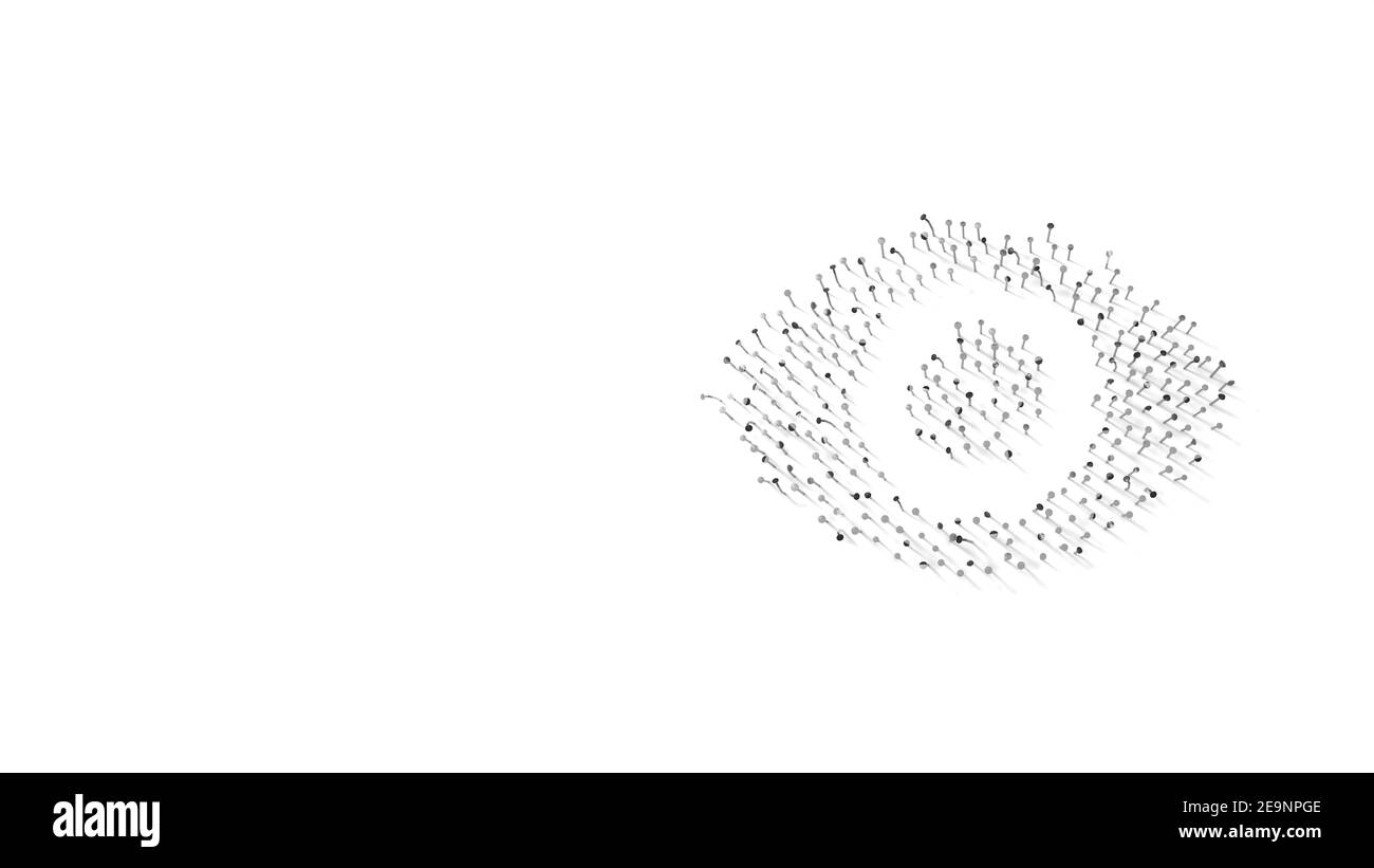 3d Rendering Of Nails In Shape Of Symbol Of Open Eye With Shadows