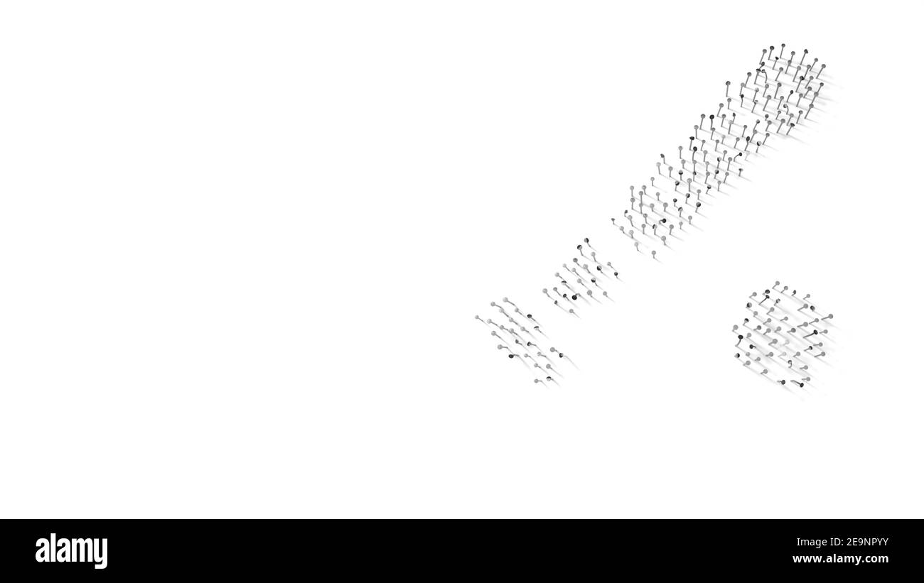 3d rendering of nails in shape of symbol of baseball bat for game with ...