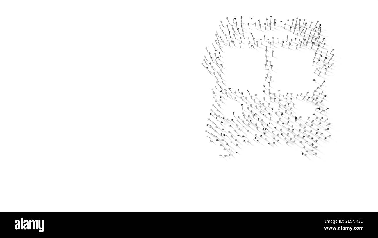 3d Rendering Of Nails In Shape Of Symbol Of Bus Front View In Traffic