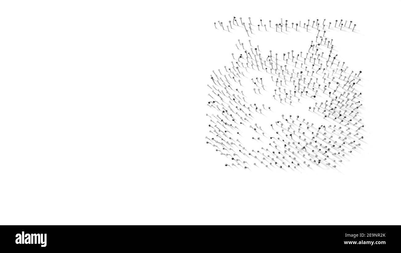 3d Rendering Of Nails In Shape Of Symbol Of Barbershop Label Scissors