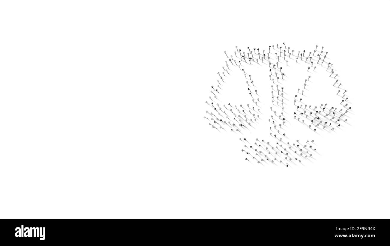 3d rendering of nails in shape of symbol of balance weight scale with ...