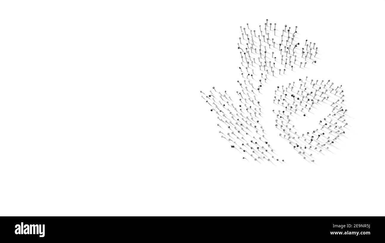 3d Rendering Of Nails In Shape Of Symbol Of Clean Hand With Shadows