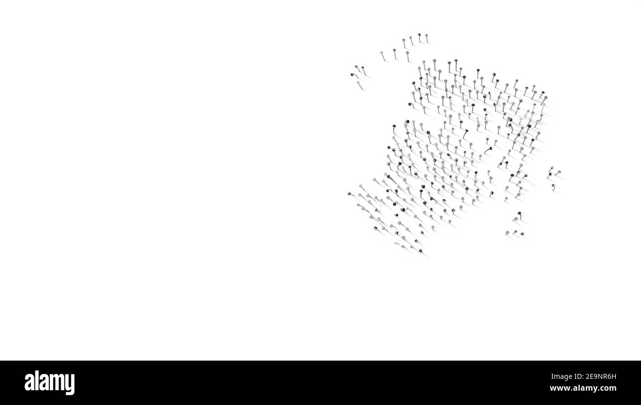 3d Rendering Of Nails In Shape Of Symbol Of Cleaning Hands With Shadows Isolated On White