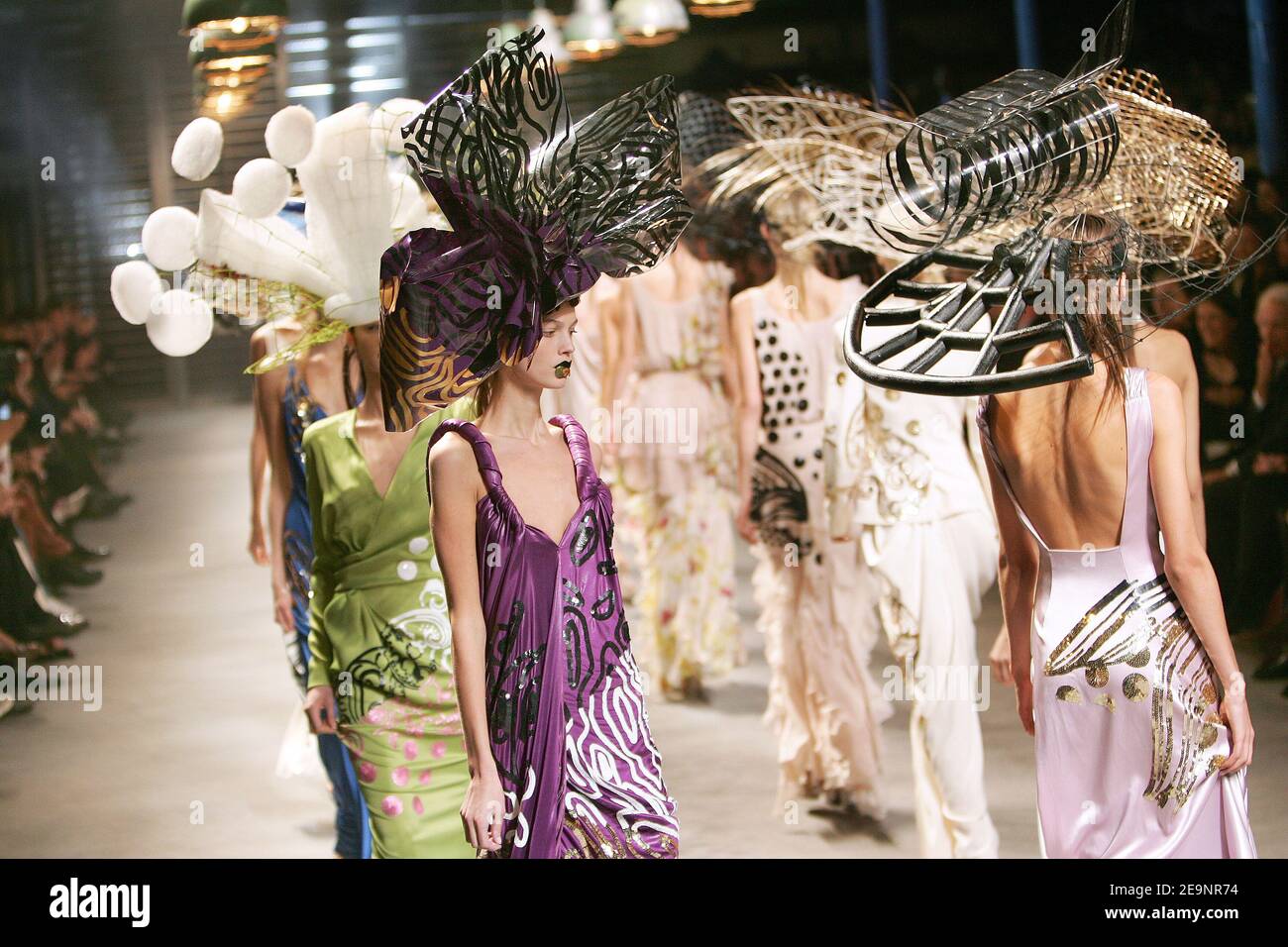 Models display a creation by British fashion designer John Galliano for ...