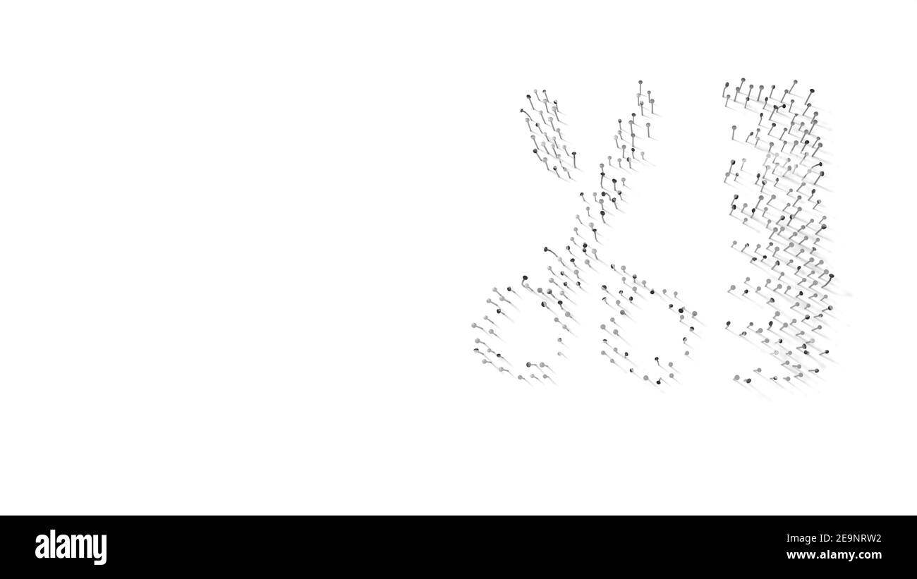 3d Rendering Of Nails In Shape Of Symbol Of Hair Comb And Scissors With