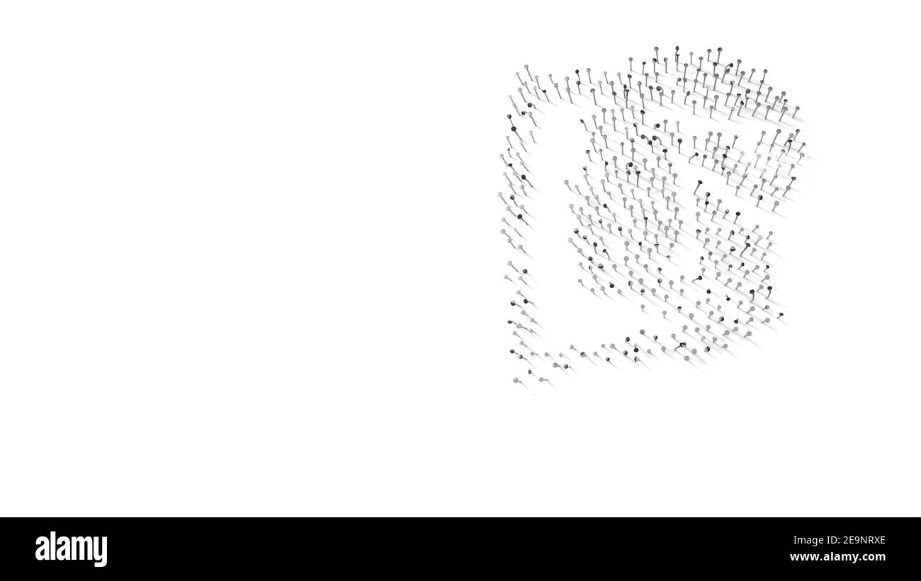 3d rendering of nails in shape of symbol of head shield from profile ...