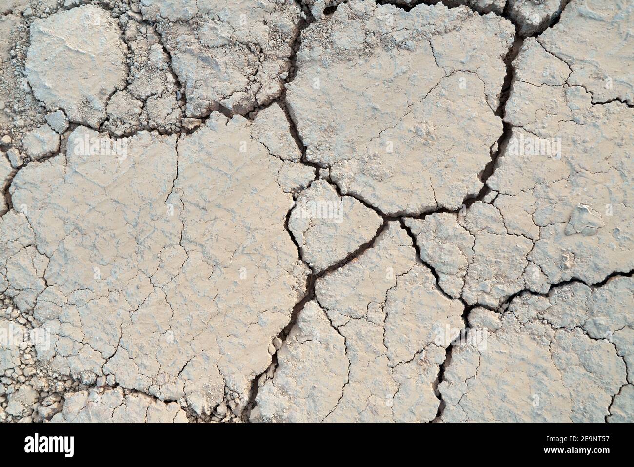 Above view of texture crackled clay in desert. Concept of dry land ...