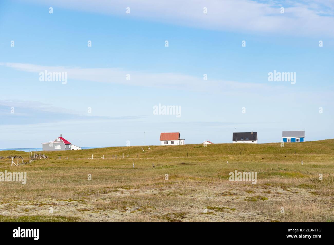 houses in village of Hafnir on Reykjanes Peninsula in Iceland Stock ...