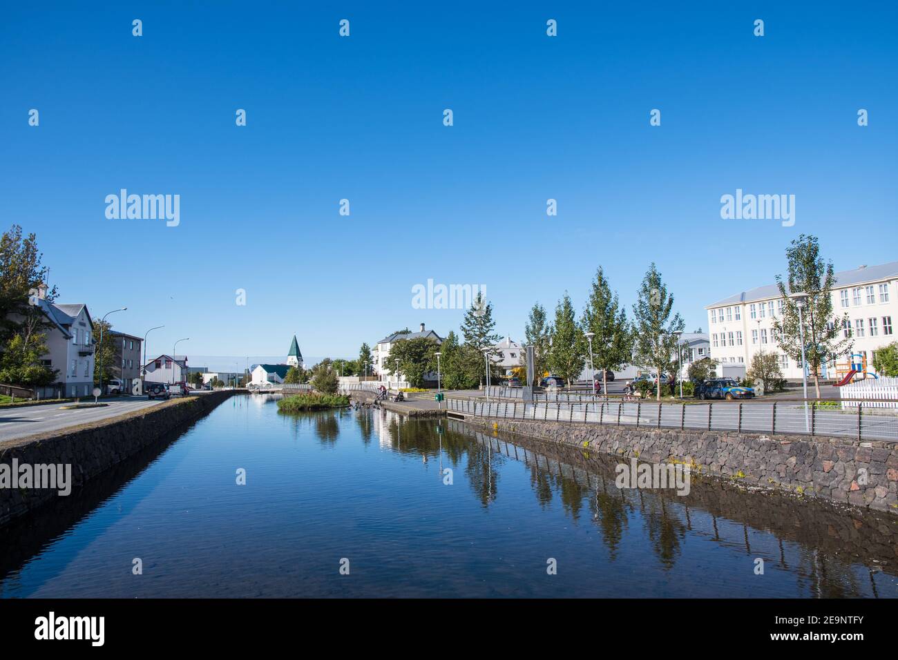 Town of Hafnarfjordur in the suburbs of city of Reykjavik in Iceland ...