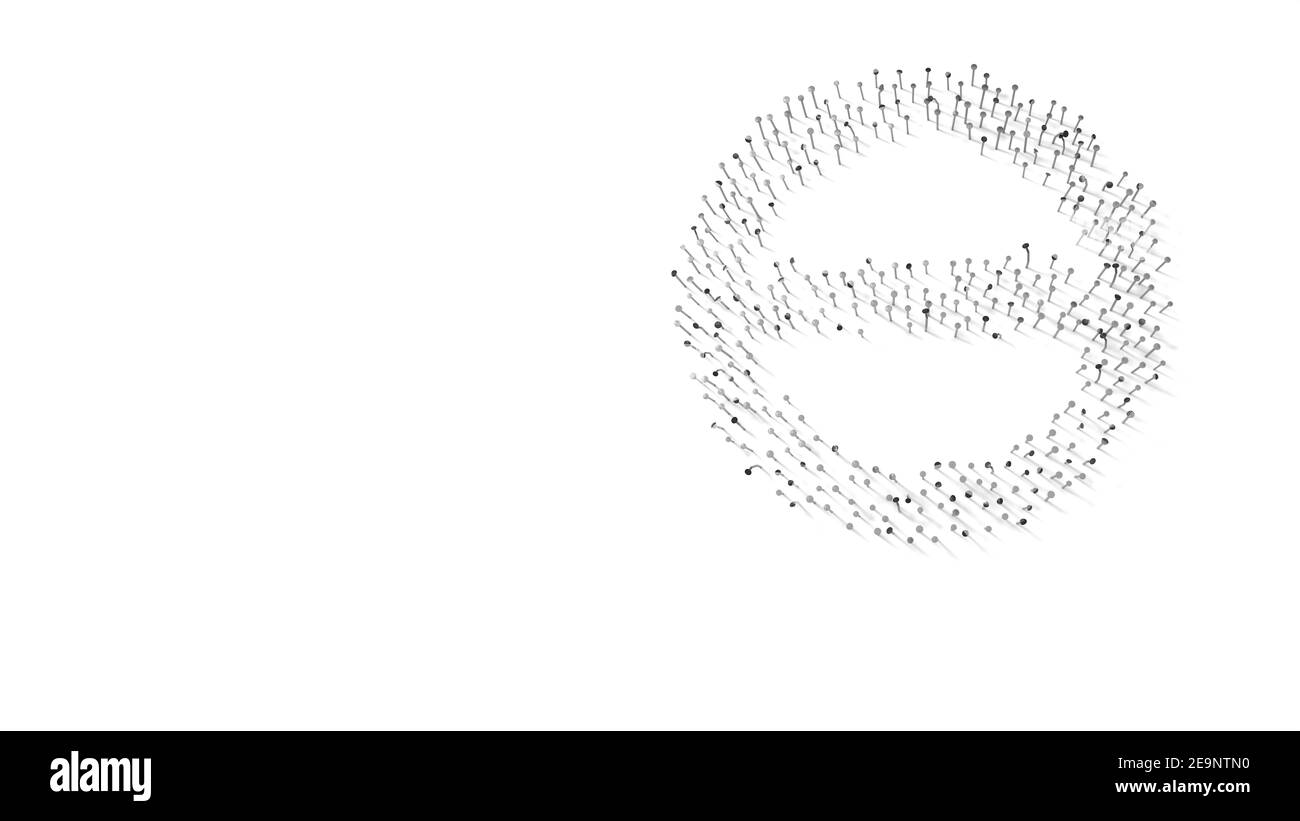 3d rendering of nails in shape of symbol of circle with line salt ...