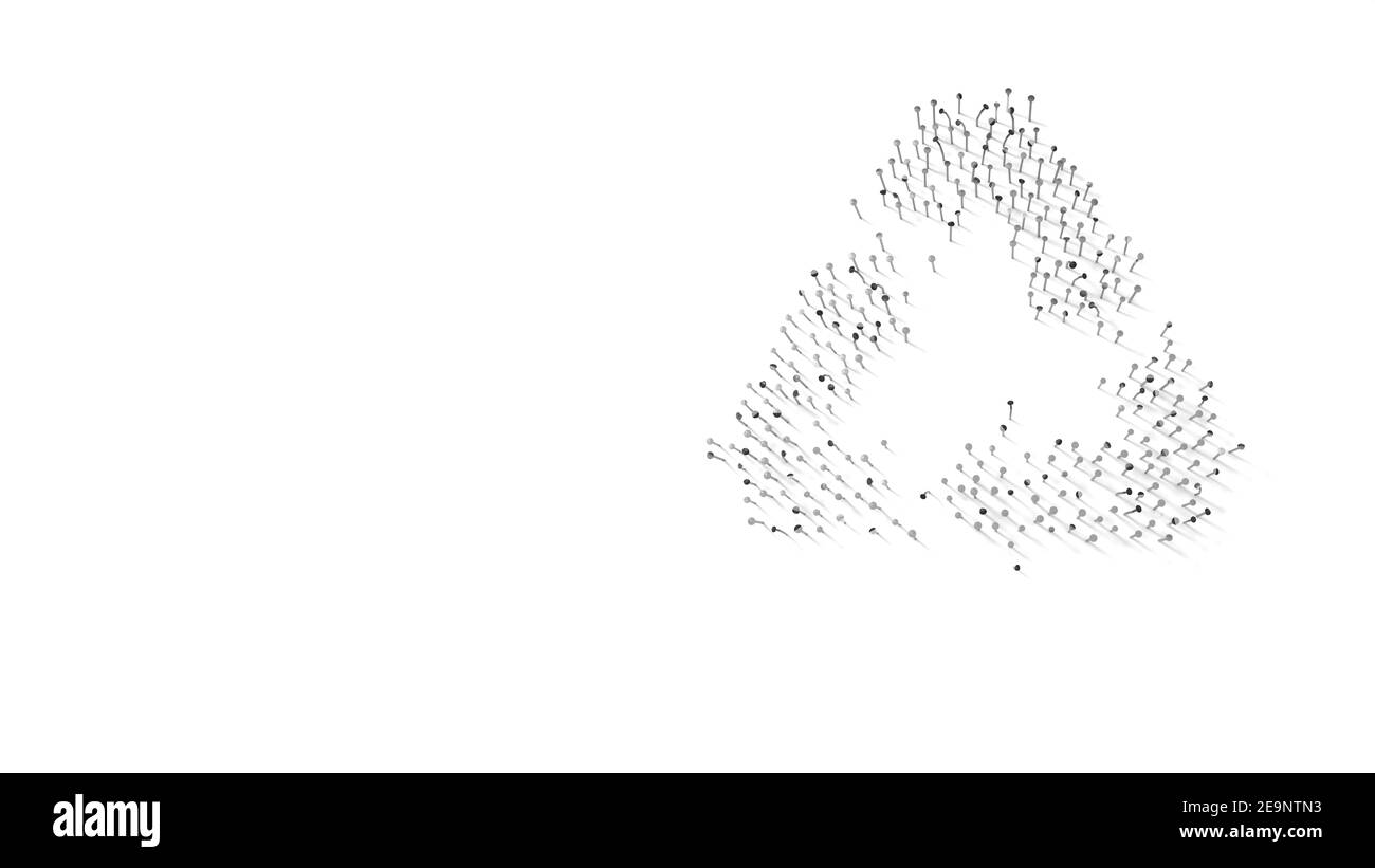 3d Rendering Of Nails In Shape Of Symbol Of Renewable Energy Triangle