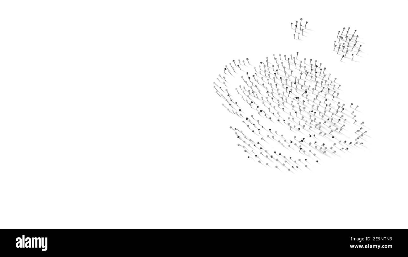3d rendering of nails in shape of symbol of Saturn planet with shadows ...