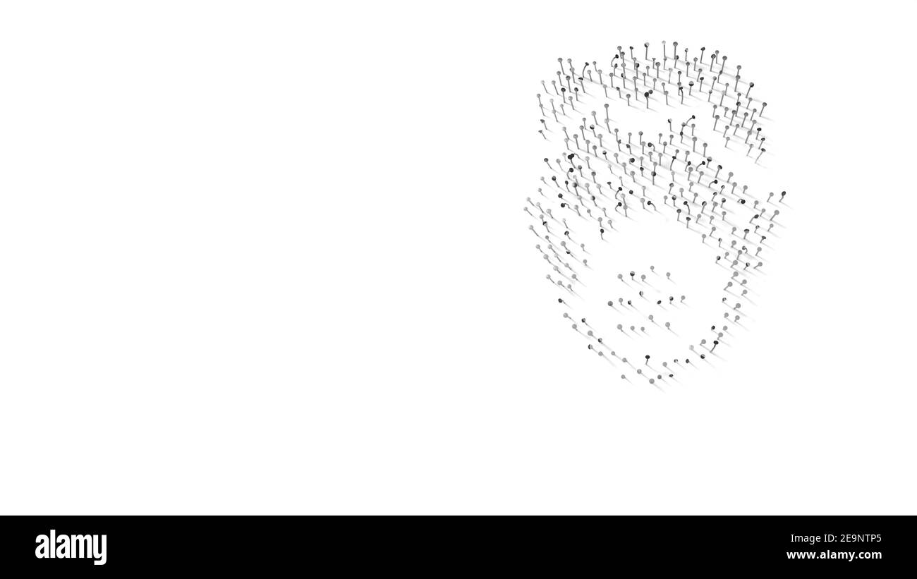 3d Rendering Of Nails In Shape Of Symbol Of Human Head With Respirator