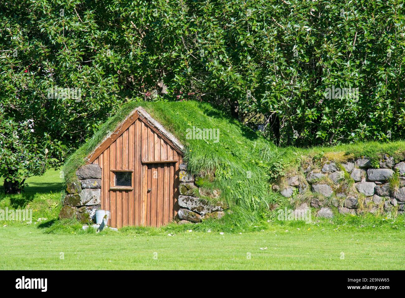 Old traditional turf storage shed on the Icelandic countryside Stock ...