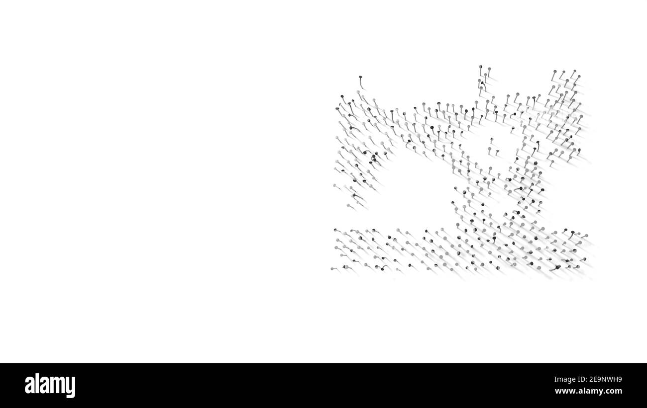 3d rendering of nails in shape of symbol of vintage sewing machine with ...