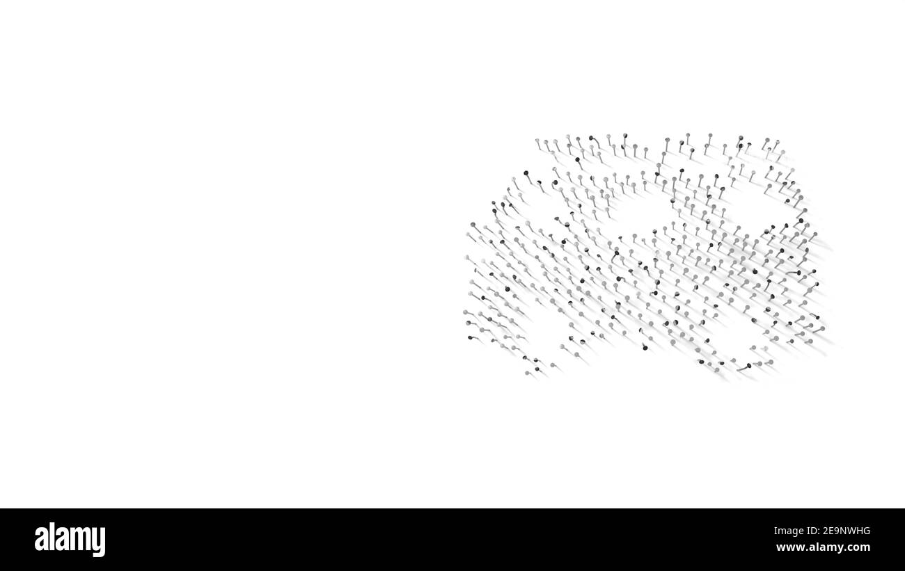 3d Rendering Of Nails In Shape Of Symbol Of Van Car From Profile With