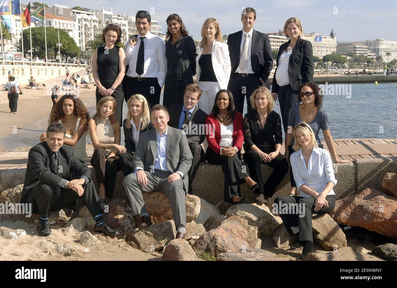 Presenters of the new TV channel France 24 pose on the beach during the ...