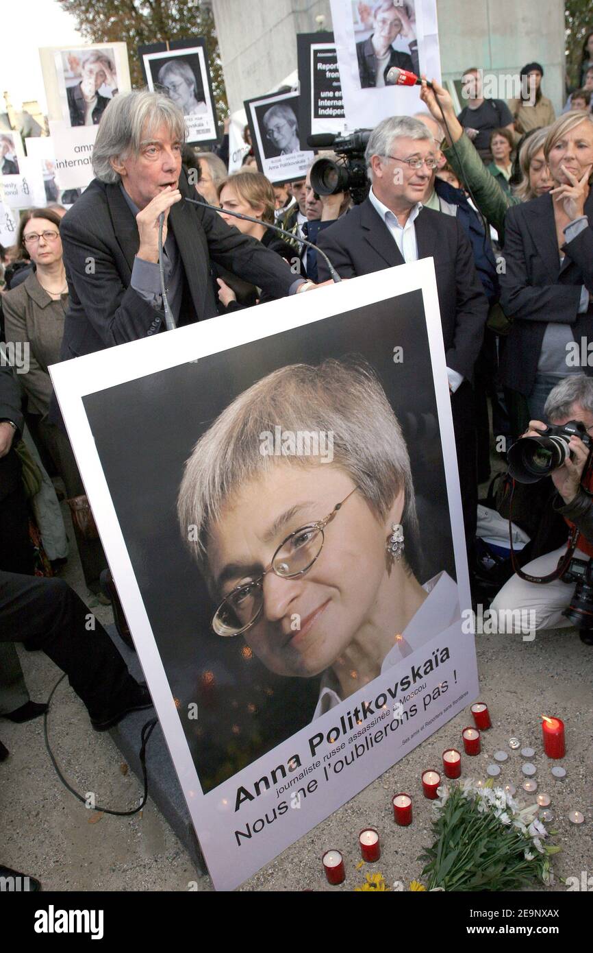 French philosopher Andre Glucksman delivers his speech during the ...