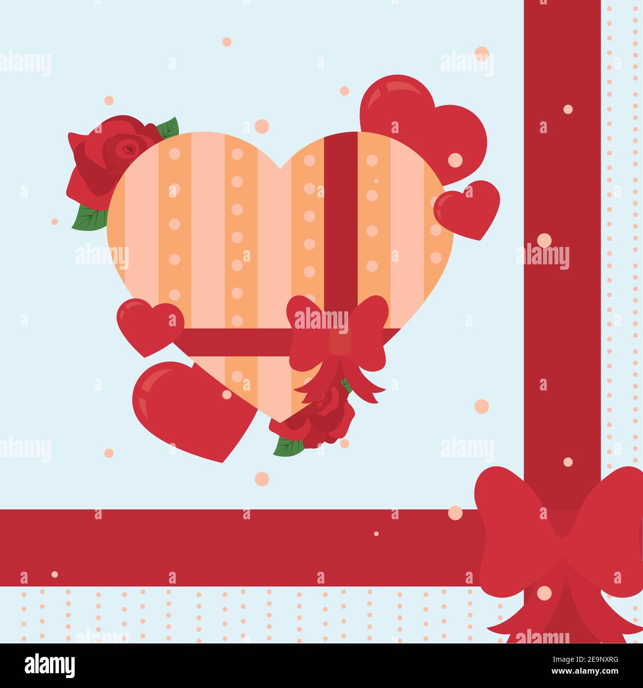 Happy valentines day heart box with bow and hearts of love passion and ...