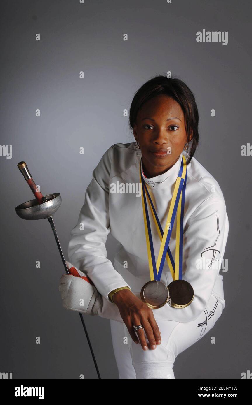 EXCLUSIVE. NO TABLOID. France's fencer Laura Flessel-Colovic poses with ...