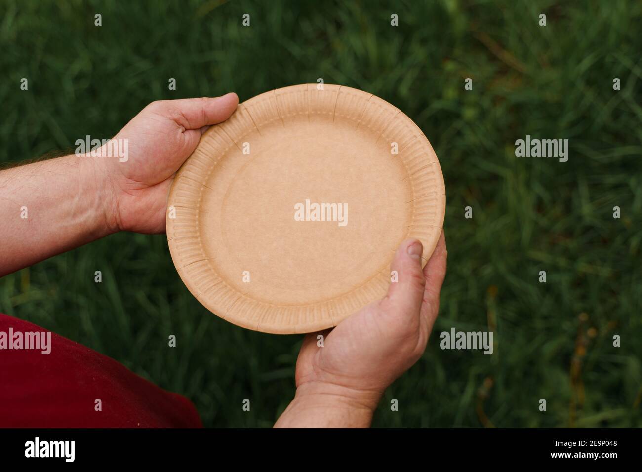 Eco-friendly natural plate. Set of disposable ecological utensils in ...