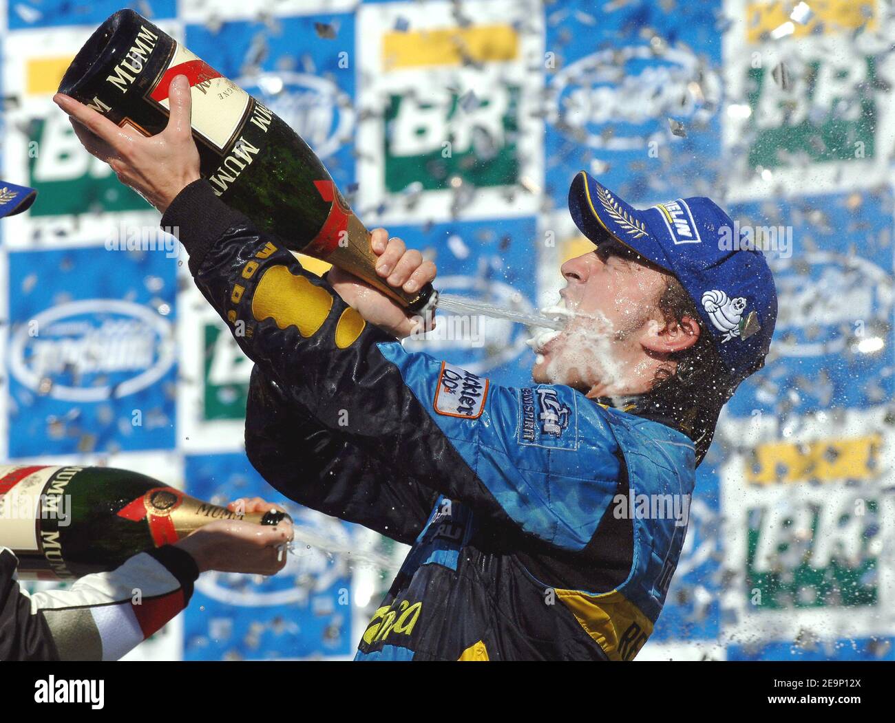 Spain's Formula One world champion Fernando Alonso celebrates his ...