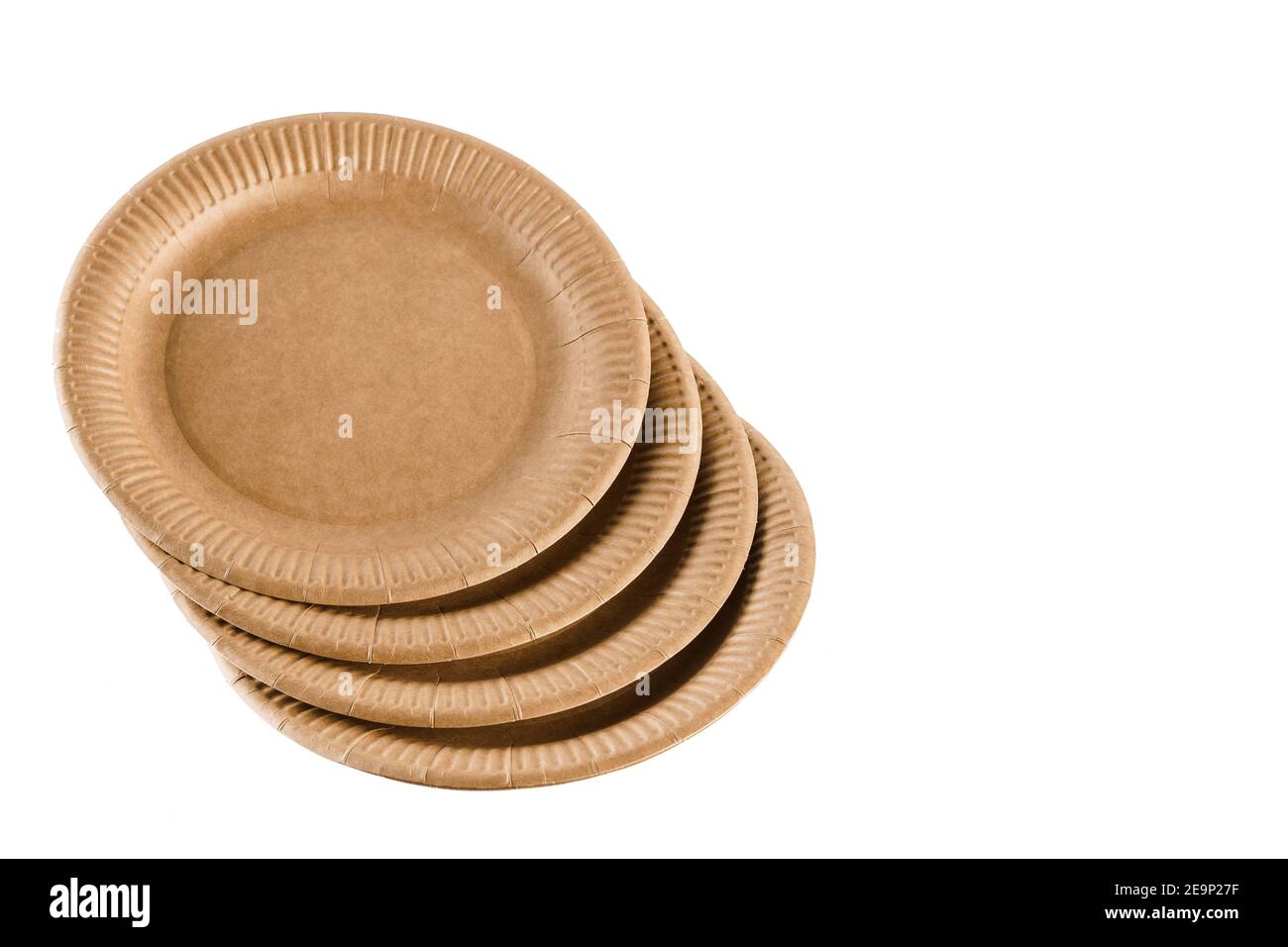 Eco natural set of 4 plates with empty space. Disposable ecological ...