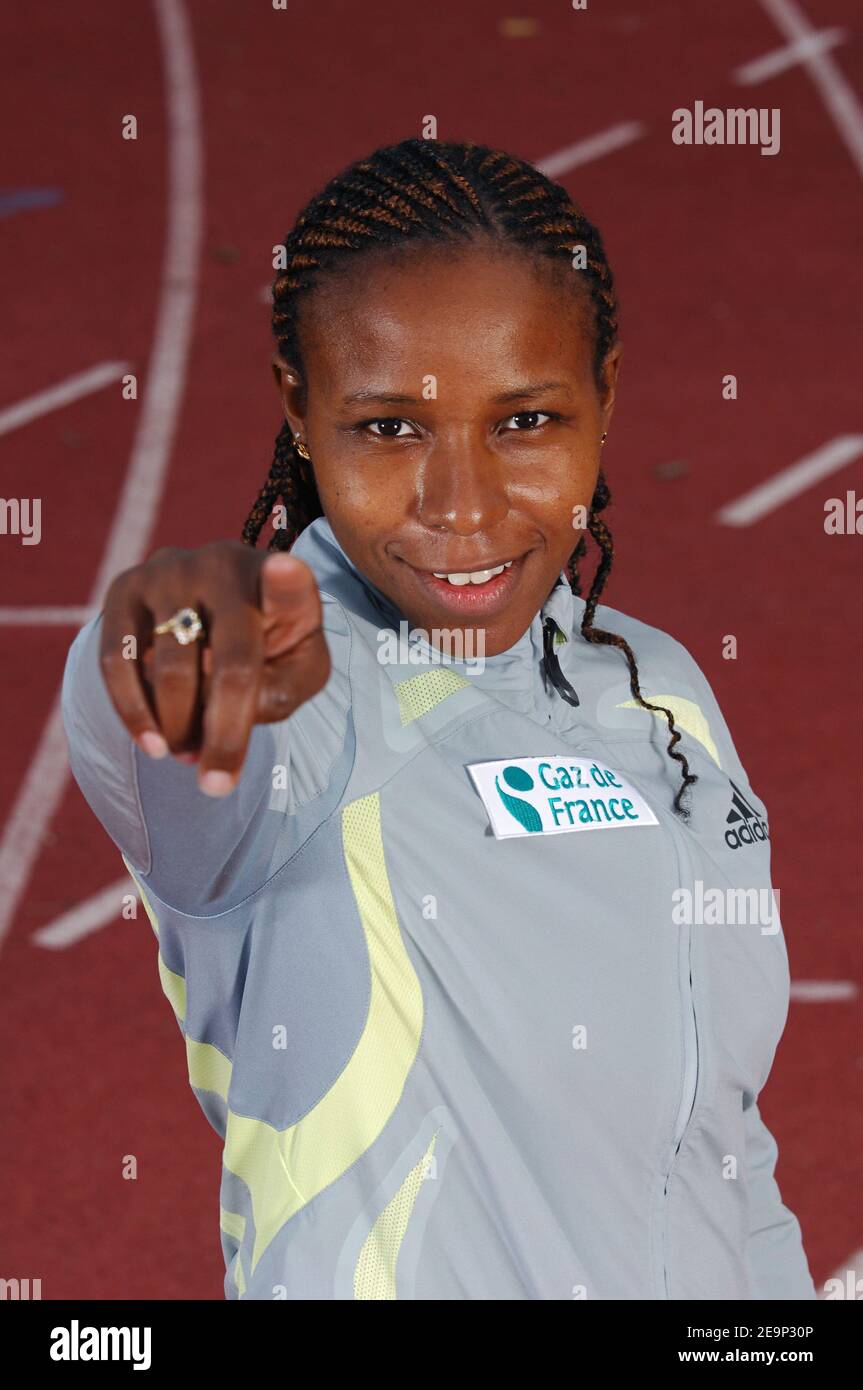 French athlete Linda Ferga-Khodadin poses for our photographer at the ...