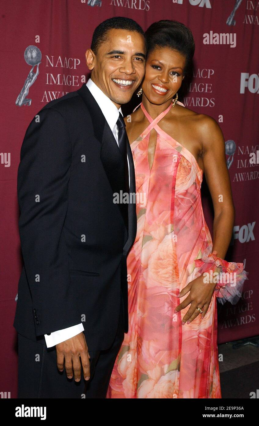 Sen. Barack Obama and Michelle Obama attend the 36th NAACP Image Awards ...