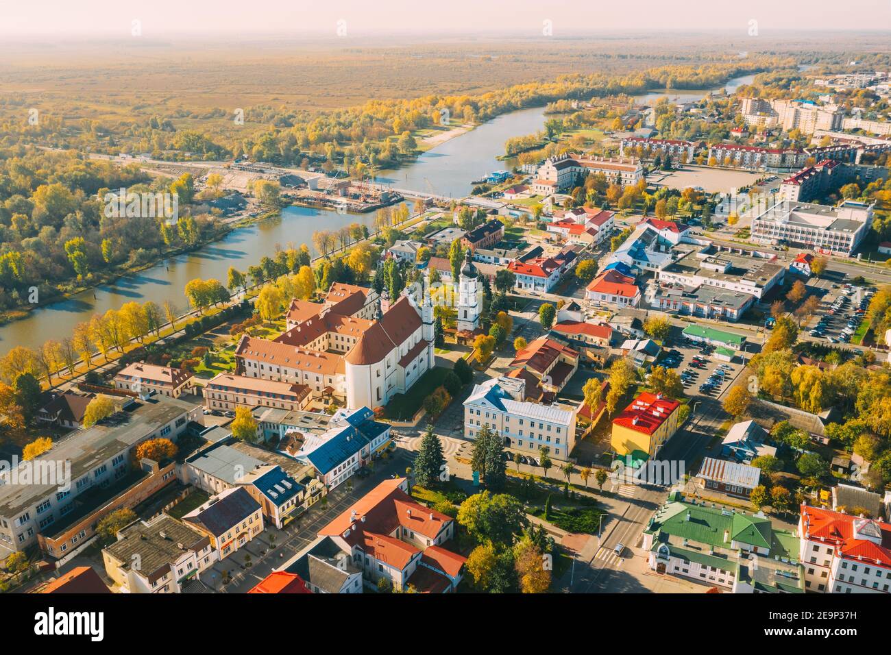 Pinsk, Brest Region, Belarus. Pinsk Cityscape Skyline In Autumn Morning ...