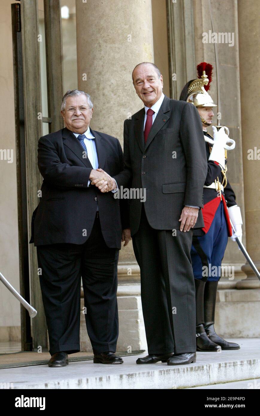 French President Jacques Chirac receives Iraqi president Jalal Talabani ...