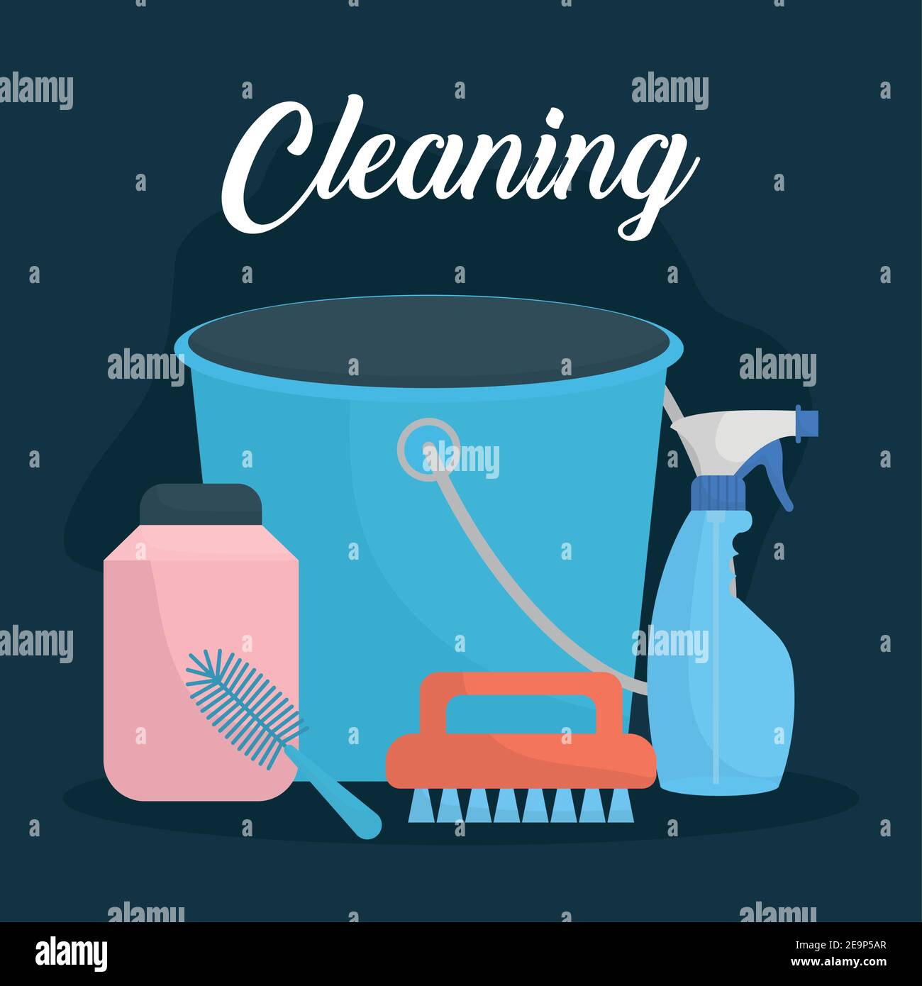 cleaning lettering and set of household icons Stock Vector Image & Art ...