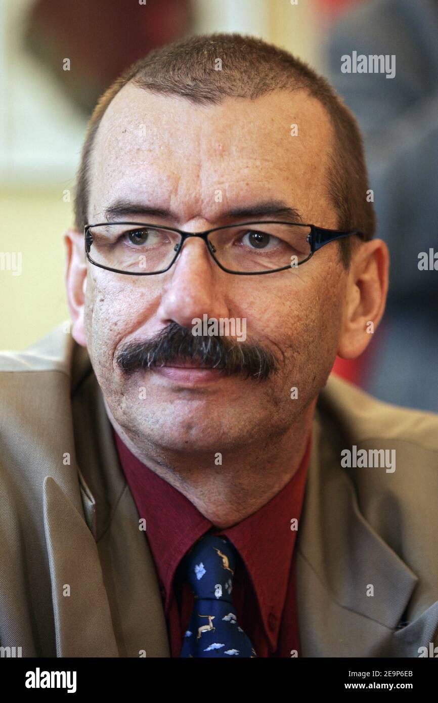 Bondy's mayor Gilbert Roger attends a press conference about the Paris ...