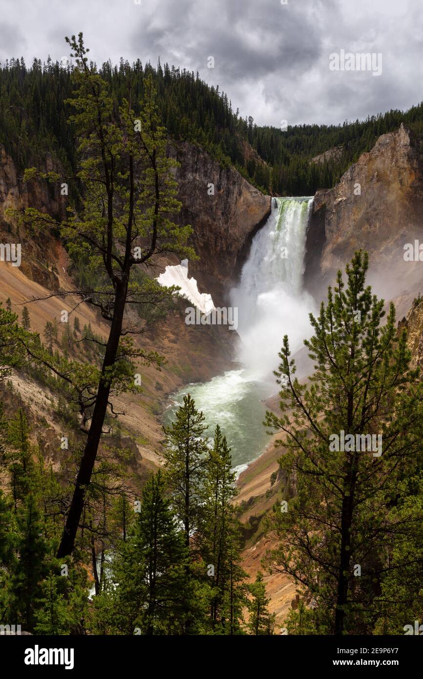 Lower Falls pouring over cliffs below Red Rock Point in the Grand ...