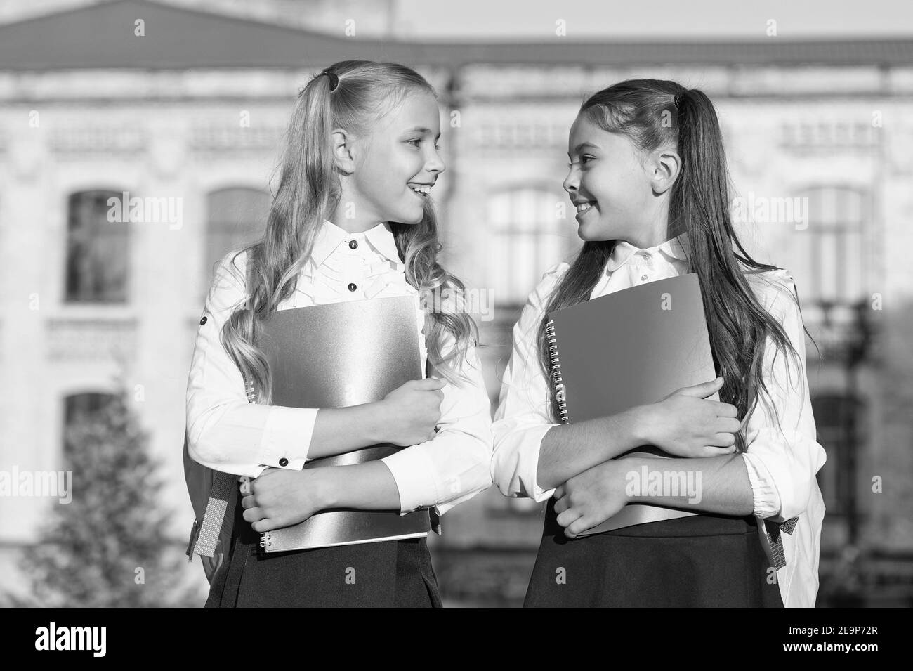 Sisters girls study together in school, smart children concept Stock ...