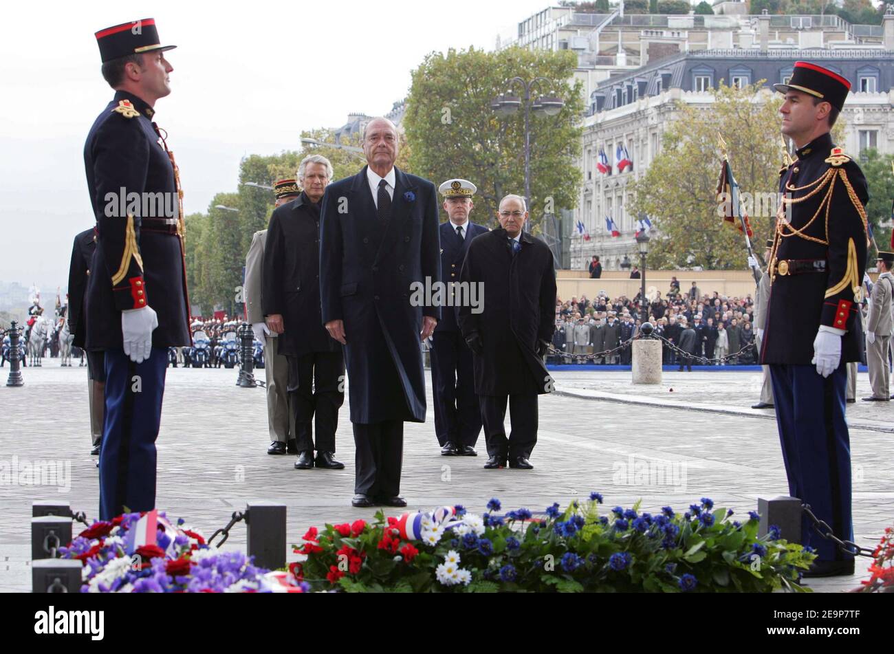 The Armistice Day ceremony at the Arc de Triomphe in Paris Stock Photo ...