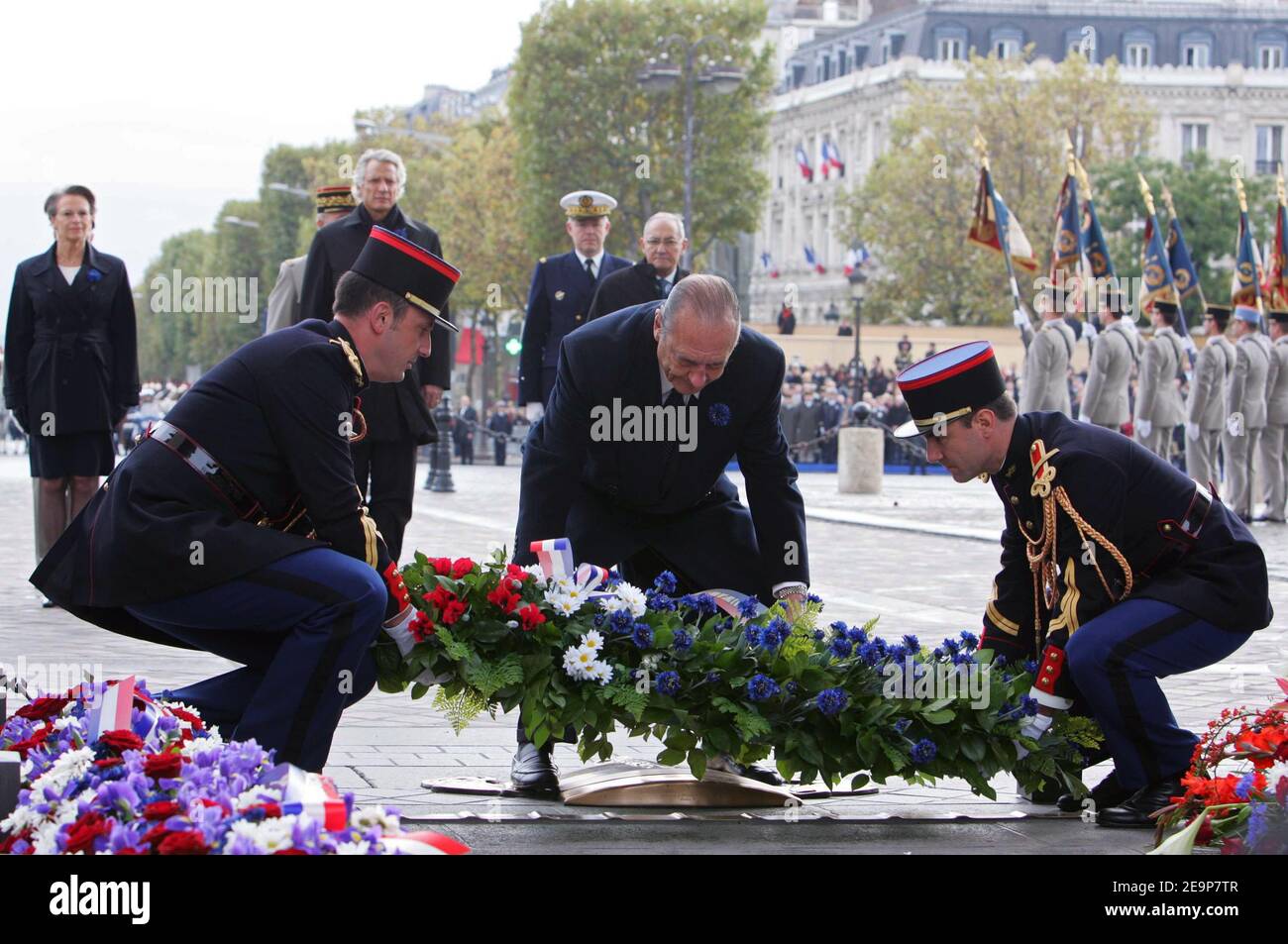 The Armistice Day ceremony at the Arc de Triomphe in Paris Stock Photo ...