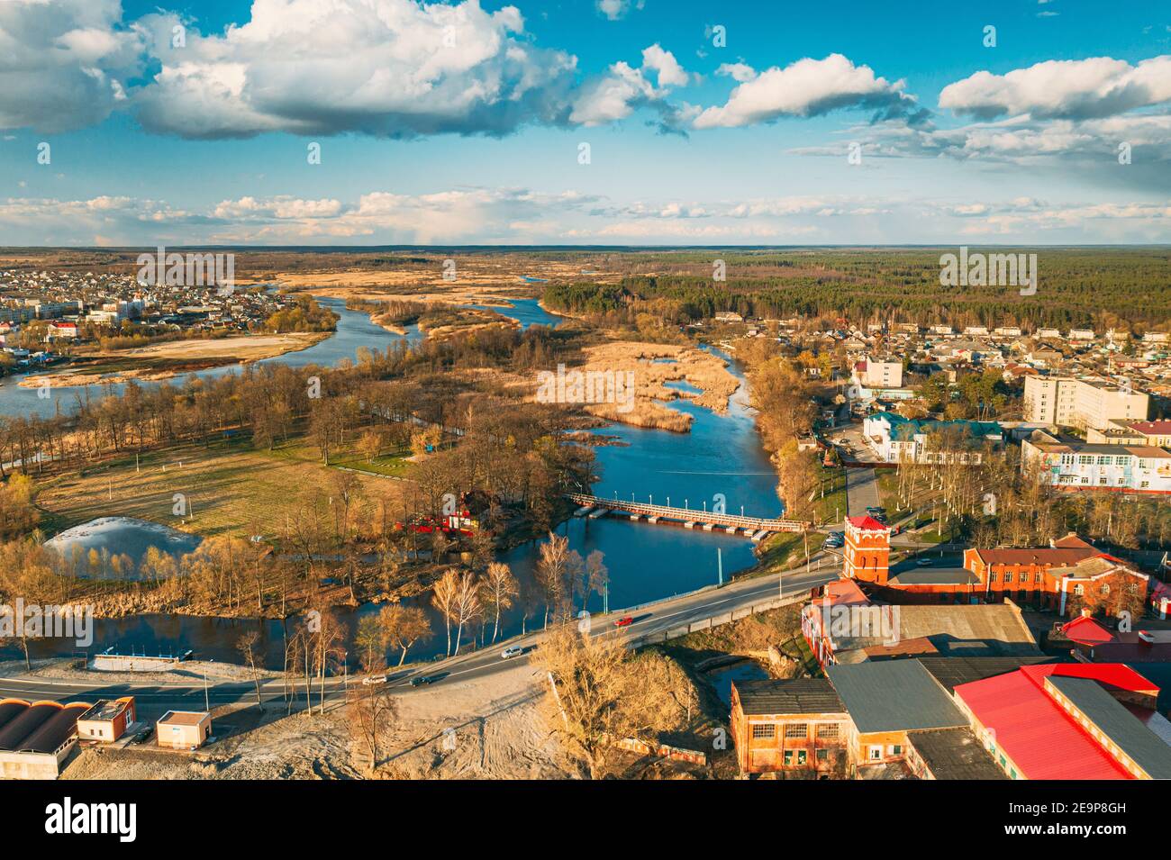 Dobrush, Gomel Region, Belarus. Aerial View Of Old Paper Factory ...