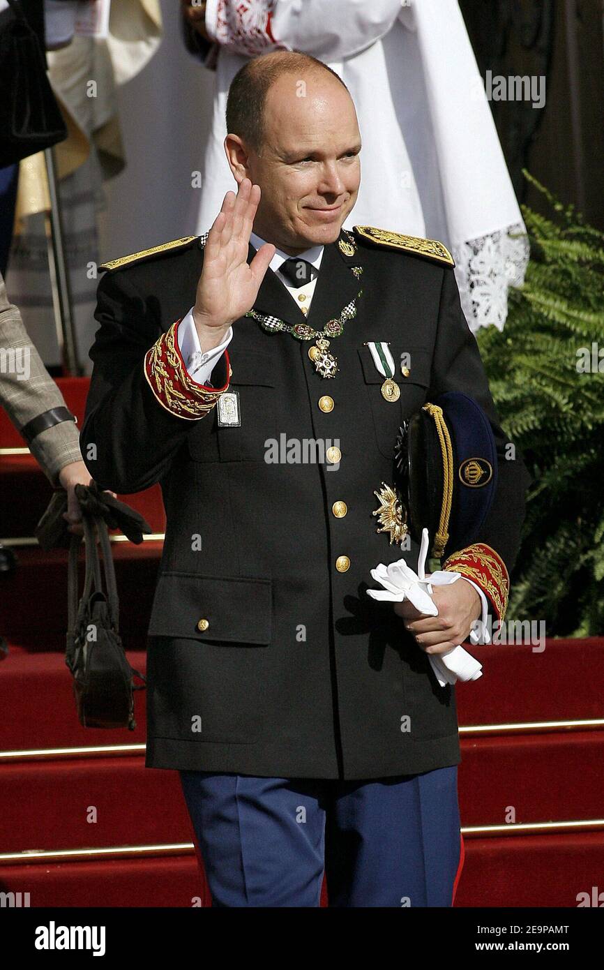 Prince Albert II of Monaco leaves the cathedral of Monaco on November ...