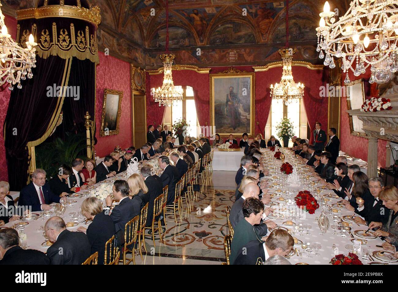 Monaco's princely family attends a lunch in the throne room inside the ...