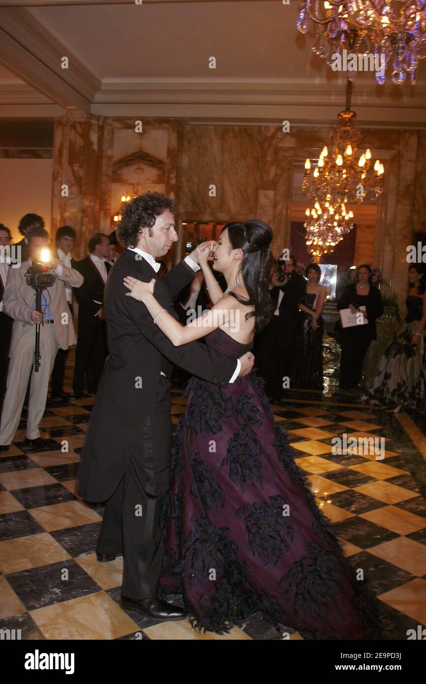 EXCLUSIVE. NO TABLOIDS. Master of ceremony Stephane Bern and Xiaodan Chen from China (wearing a ...