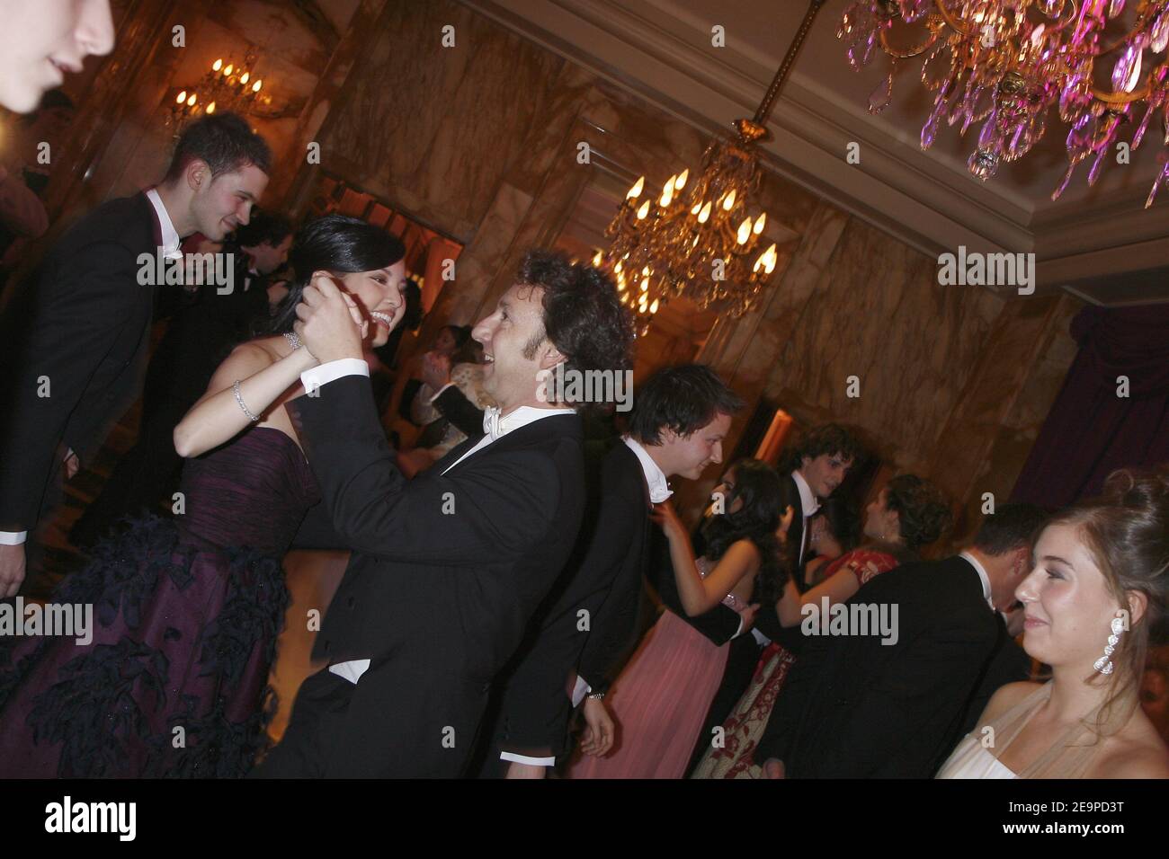 EXCLUSIVE. NO TABLOIDS. Master of ceremony Stephane Bern and Xiaodan Chen from China (wearing a ...