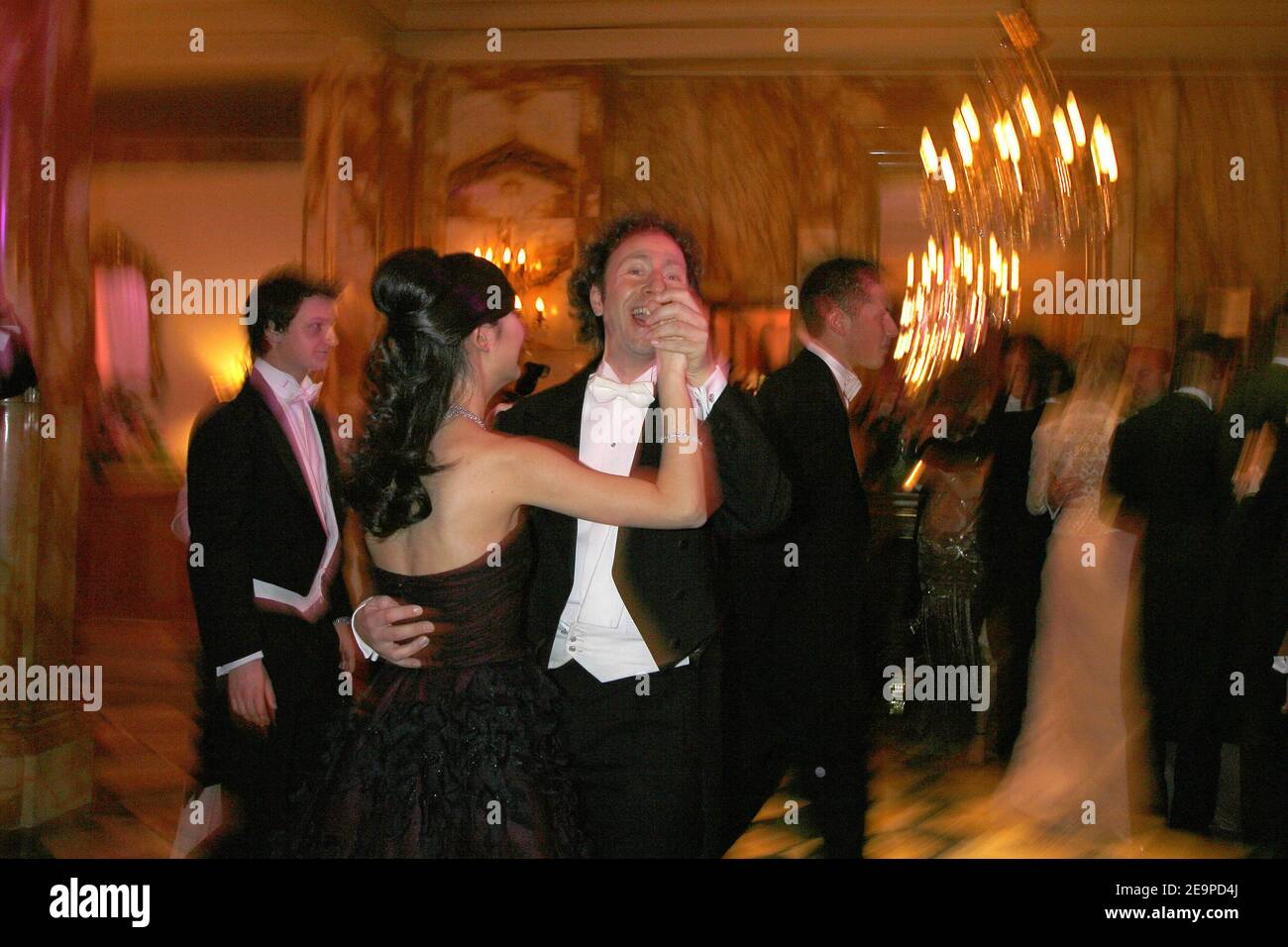 EXCLUSIVE. NO TABLOIDS. Master of ceremony Stephane Bern and Xiaodan Chen from China (wearing a ...