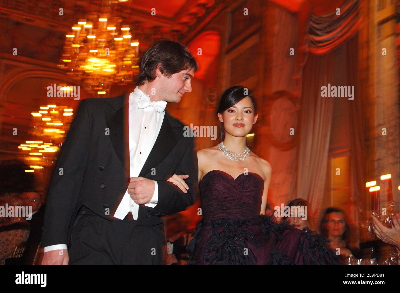EXCLUSIVE. NO TABLOIDS. Xiaodan Chen from China (wearing a Oscar de la Renta dress) and her ...