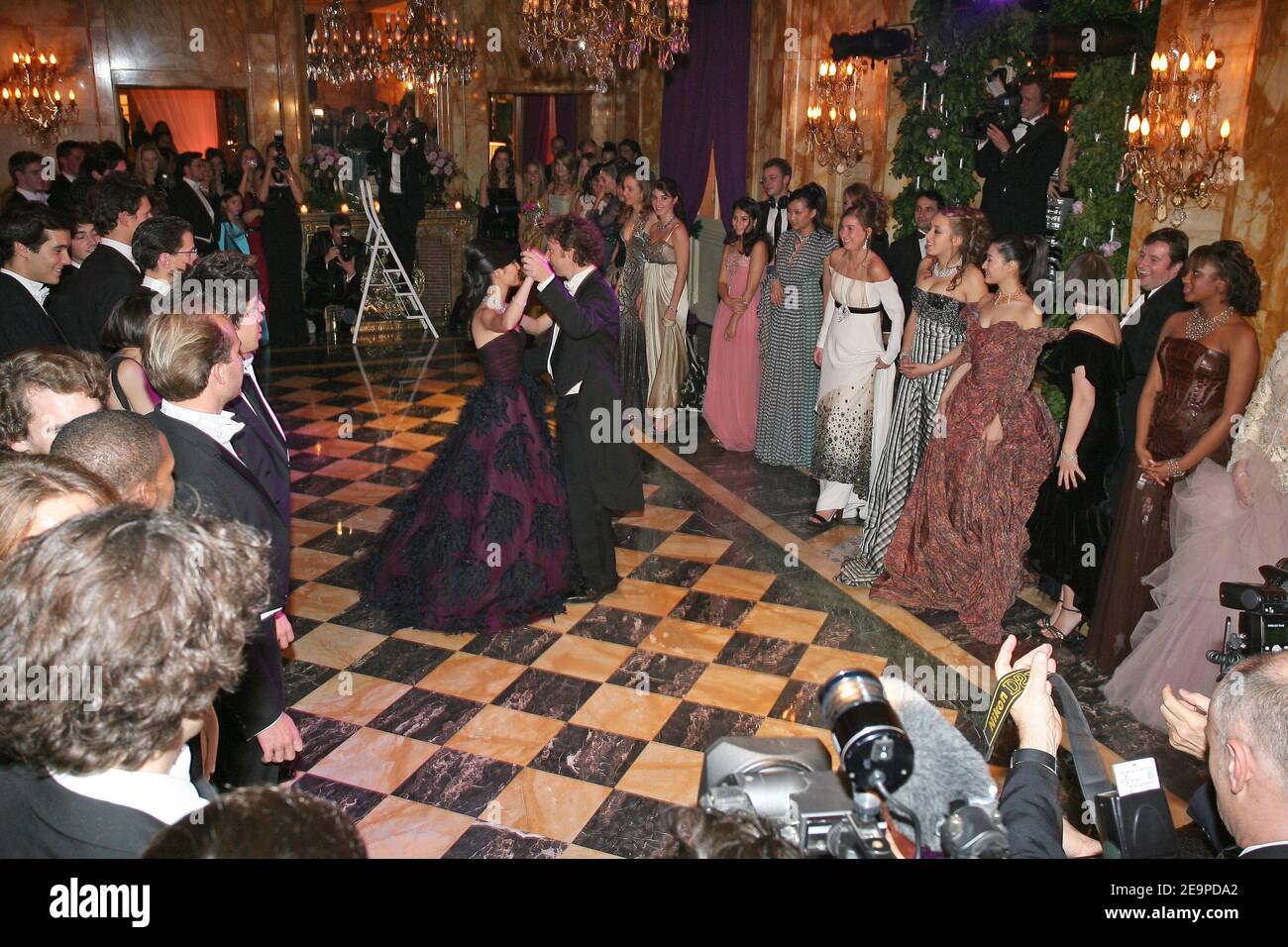 EXCLUSIVE. NO TABLOIDS. Master of ceremony Stephane Bern and Xiaodan Chen from China (wearing a ...