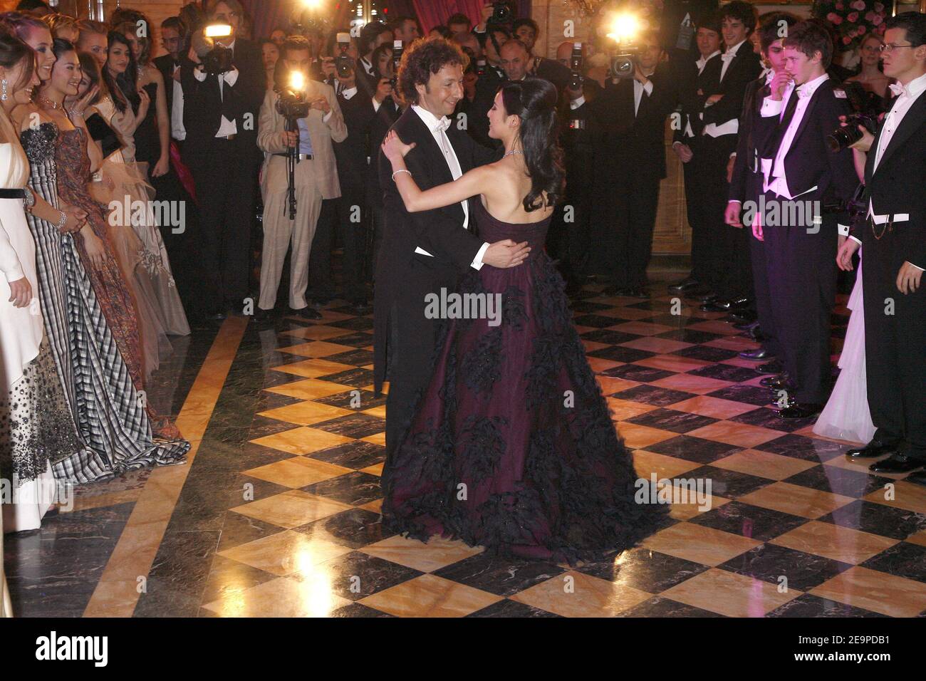 EXCLUSIVE. NO TABLOIDS. Master of ceremony Stephane Bern and Xiaodan Chen from China (wearing a ...