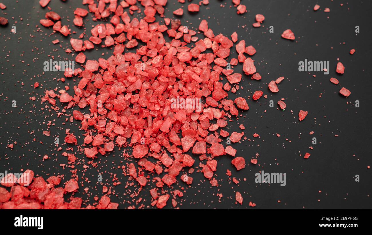 Salt isolated on a black background. A pile of red salt. Large ...